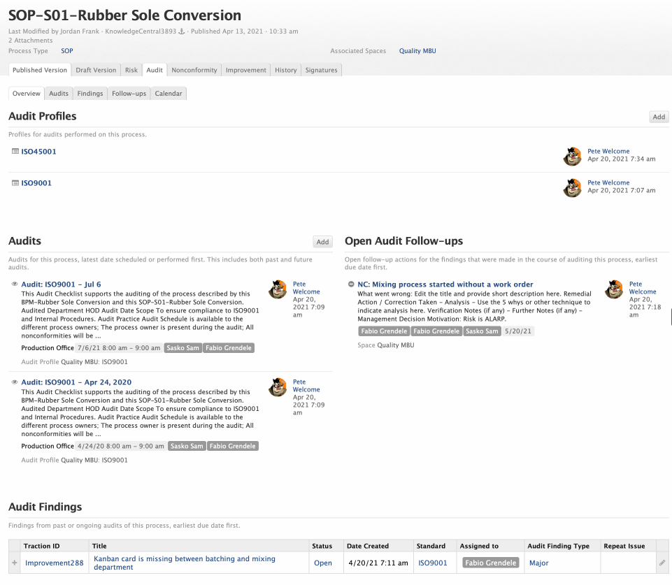 Traction® TeamPage Solution: Quality Management - ISO 9001